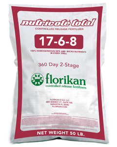 Florikan with Nutricote Total 17-6-8 360 Day 2 Stage Fertilizer - 50 l ...